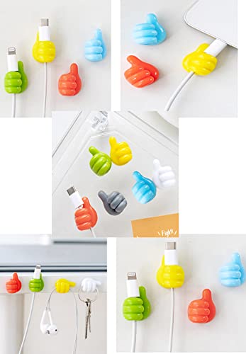 LBKKC Silicone Thumb Hooks, 30pcs Self Adhesive Wall Hooks, Multifunctional Cord Holder for Desk, Data Cable Clip Wire Desk Organizer