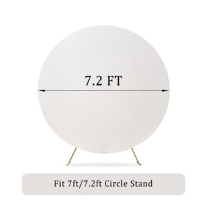 7.2ft Ivory Round Backdrop Cover for 7ft / 7.2ft Circle Stand, Wrinkle Free Stretchy Circle Arch Round Backdrop Cover for Party Wedding Birthday Baby Shower Photography