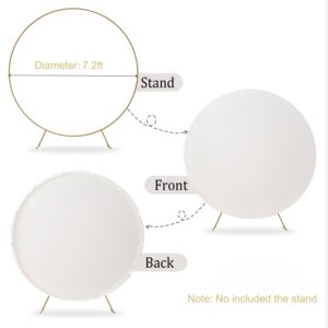 7.2ft Ivory Round Backdrop Cover for 7ft / 7.2ft Circle Stand, Wrinkle Free Stretchy Circle Arch Round Backdrop Cover for Party Wedding Birthday Baby Shower Photography