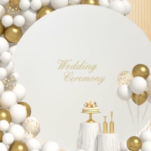 7.2ft Ivory Round Backdrop Cover for 7ft / 7.2ft Circle Stand, Wrinkle Free Stretchy Circle Arch Round Backdrop Cover for Party Wedding Birthday Baby Shower Photography