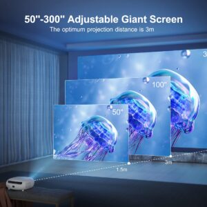 Projector with 5G WiFi & 5.2 Bluetooth, Wimius 480 ANSI Projector 4K Native 1080P Mini projector, HD Video Projector Supports 4P/4D Keystone & 50% Zoom, for HDMI, VGA, USB, Laptop, iOS & Android Phone