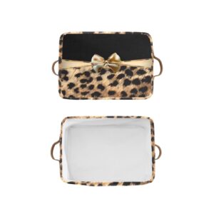 SunFancy Gold Leopard Print Personalized Storage Box Baskets Wardrobe Cubes Basket Box for Pet Room Home Office 2 Packs