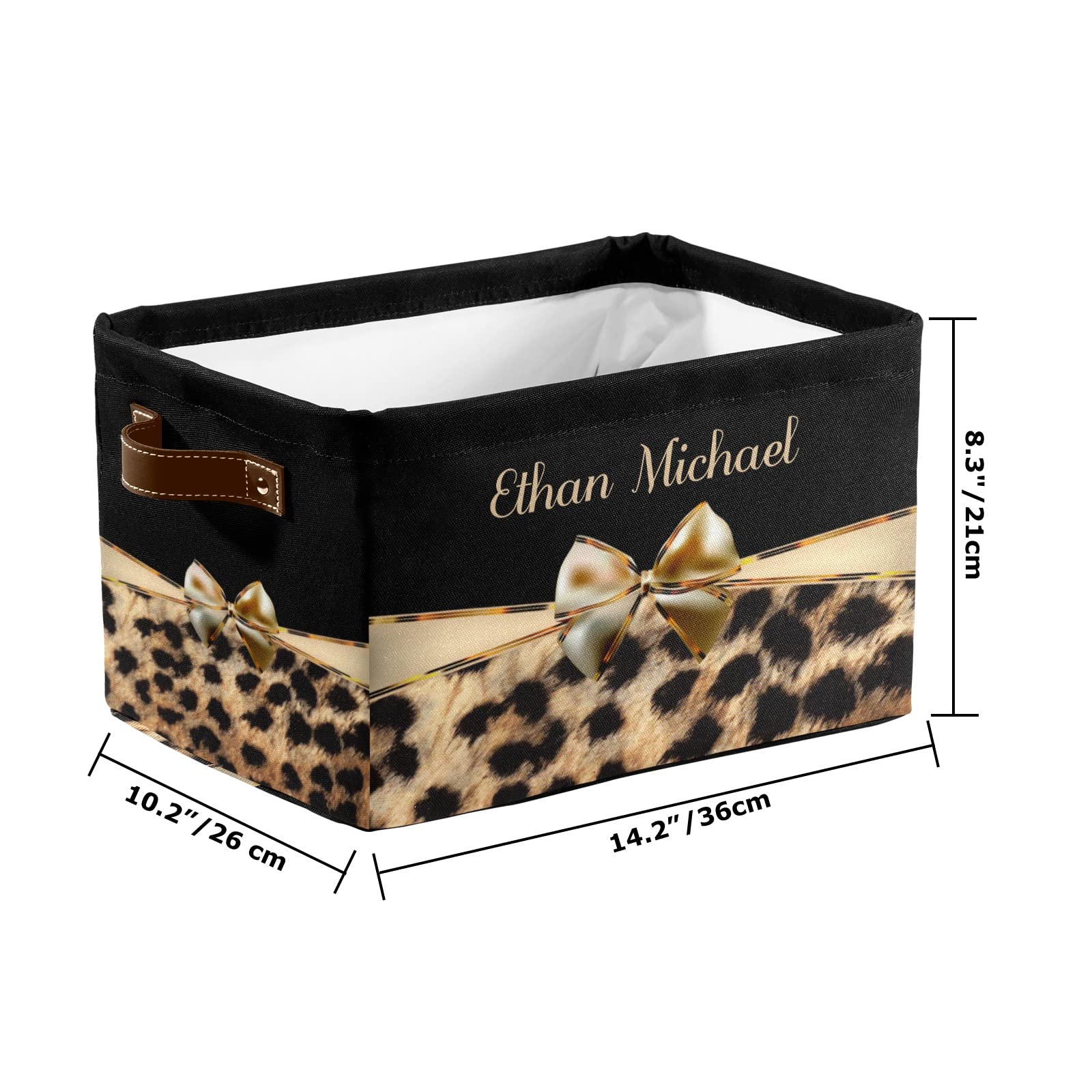 SunFancy Gold Leopard Print Personalized Storage Box Baskets Wardrobe Cubes Basket Box for Pet Room Home Office 2 Packs