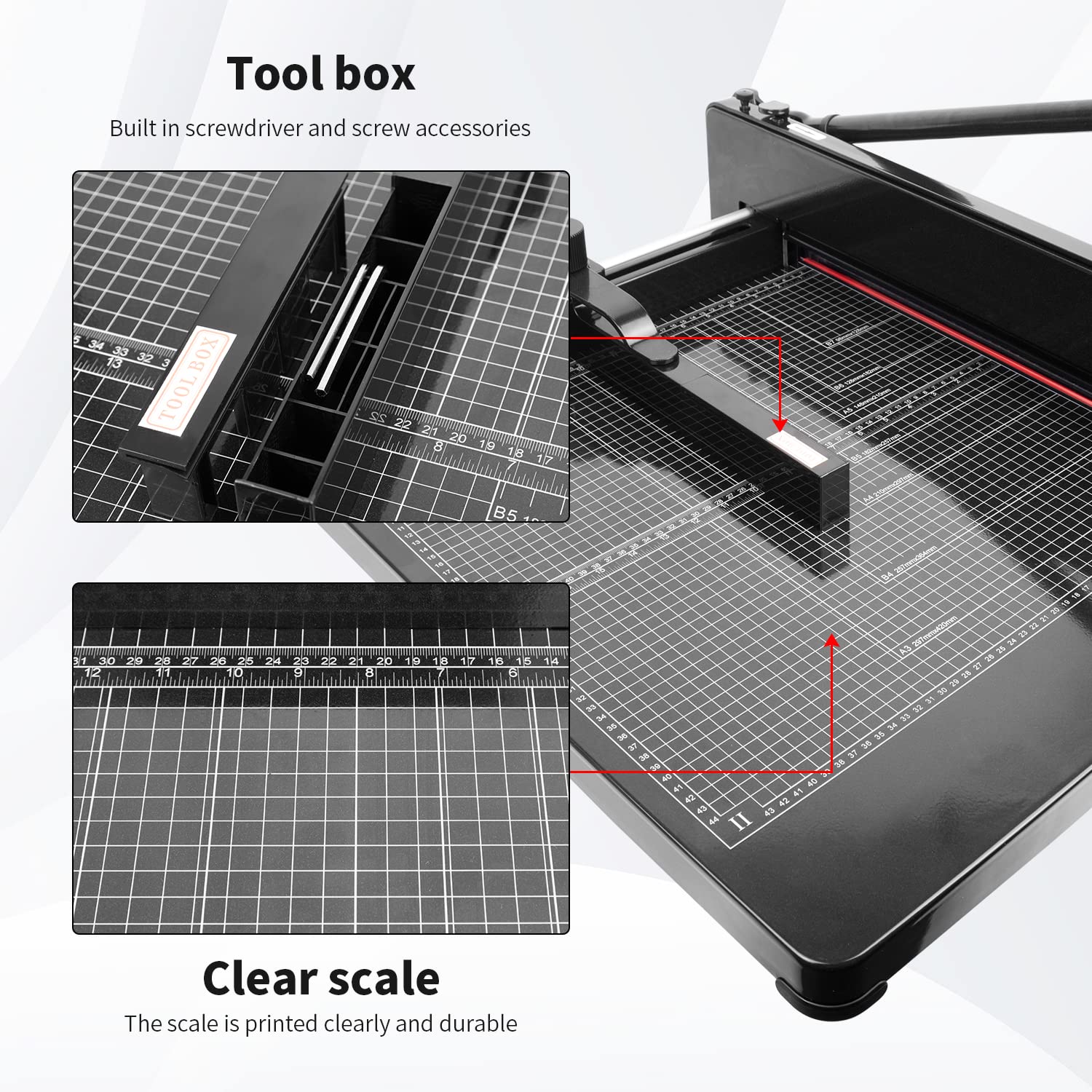 A3 Heavy Duty Paper Cutter, 17"Guillotine Paper Cutter, High-Speed Steel Blade 1.57" Stack Cutting