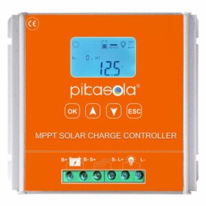 pikasola 40amp mppt solar charge controller, auto 24v 12v battery regulator with lcd display, mppt charge controller for solar panels, suit lead-acid & lifepo4&lithium battery