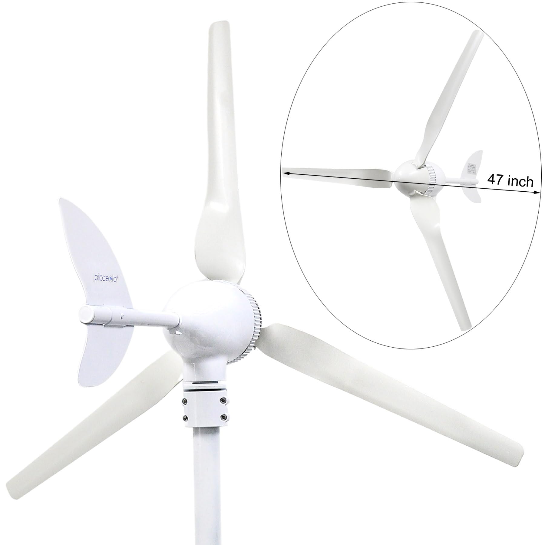 Pikasola Wind Turbine Generator 400W 12V, Wind Generator Kit with Charge Controller, Wind Power generator for Marine, RV, Home, Windmill Generator Suit for Hybrid Solar Wind System