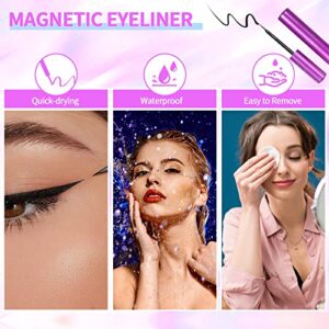 Magnetic Eyelashes with Magnetic Eyeliner Kit, Reusable Magnetic Lashes, 3D Natural Look False Eyelashes with Eyeliner and Tweezers, No Glue(5 Pairs) (Gradation color)