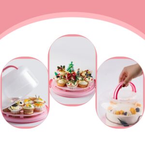 KALINCO Cake Carrier with Lid and Handle, Cake Stand with Dome, Cake Storage Container for Transportation, Pie, Nuts, and Other Desserts(with turntable)