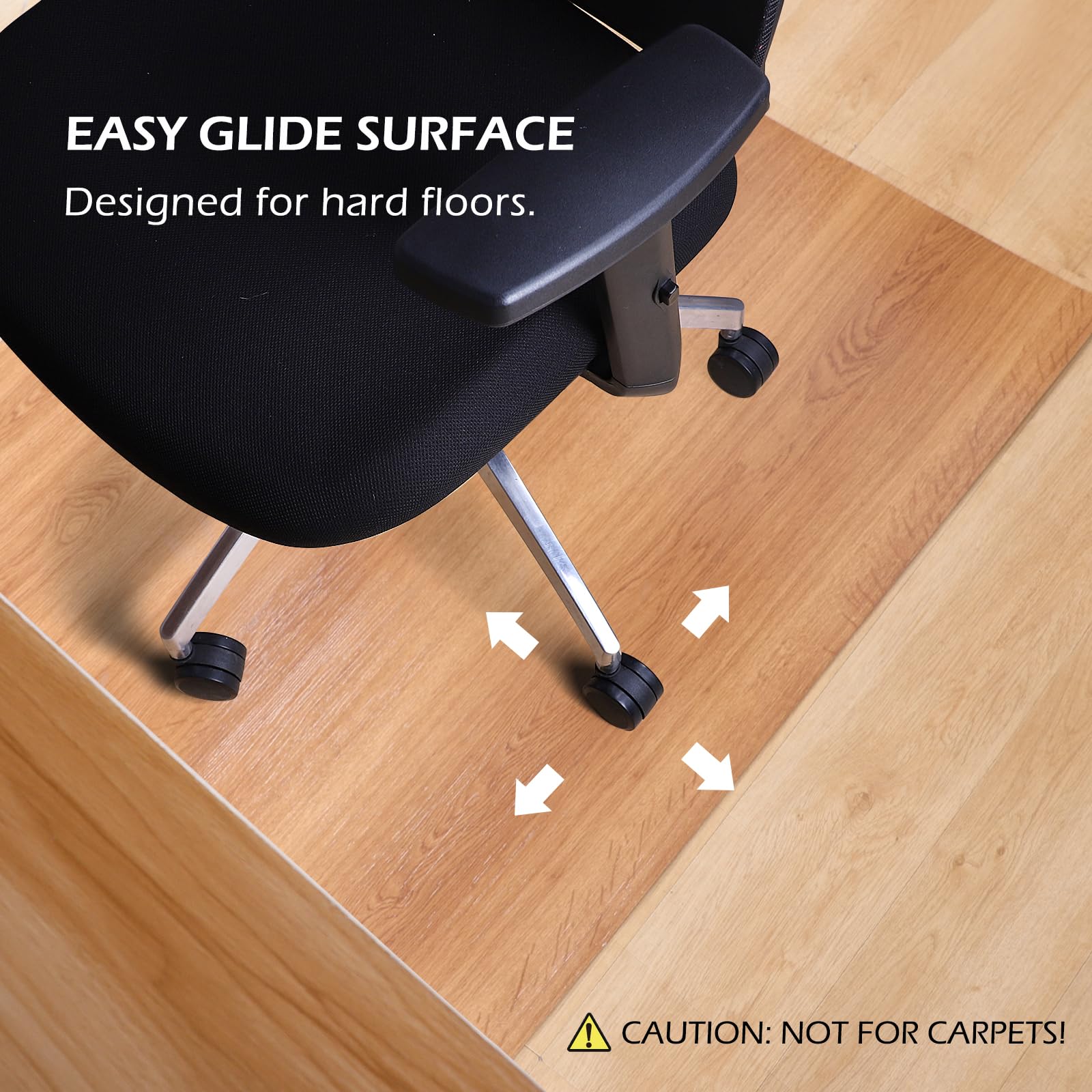 SALLOUS Chair Mat for Hard Floors, 63" x 51" Vinyl Protector Chair Mat for Hard Surface, Rectangular Desk Chair Mat for Home Office (White)