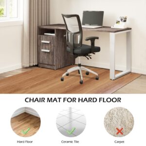 SALLOUS Chair Mat for Hard Floors, 63" x 51" Vinyl Protector Chair Mat for Hard Surface, Rectangular Desk Chair Mat for Home Office (White)