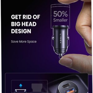 LISEN 54W USB C Car Charger Adapter [Mini & Metal] Cigarette Lighter USB Charger Fast Charging [PD QC 3.0] USBC Car Phone Charger for iPhone 15 Pro Max Plus 14 Samsung Galaxy S24 iPad Pro