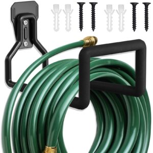 smaryong hose holder wall mount - metal garden hose holder - heavy duty water hose holder - hose reel holds up to 150ft- durable hooks for garage outside