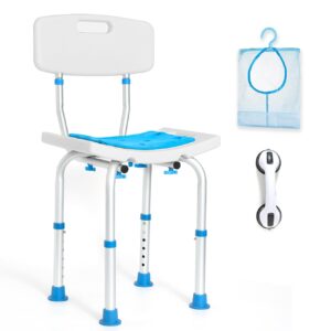 adjustable shower chair with back, hsa/fsa eligible shower stool for inside shower, tool-free shower seat for inside shower, waterproof shower chair for inside bathtub for elderly/handicap by souheilo