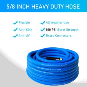 DayisTools Heavy Duty Hybrid Garden Hose 100ft, Flexible Kink Resistant Water Hose 5/8 IN x 100 Feet, Lightweight, Super Strong, All-weather, Burst 600 PSI, 3/4 IN GHT Solid Brass Fittings, Blue