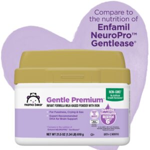 Amazon Brand - Mama Bear Gentle Baby Formula Milk-Based Powder with Iron, Complete Nutrition, Easy to Digest, 21.5 Ounce