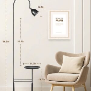 Modern Floor Lamp with Shelves -Bright Dimmable LED Floor Lamp for Living Room, Stepless Adjustable 3000K-6000K Colors & Brightness Standing Lamp with Remote, Black Reading Standing Lamp with Table