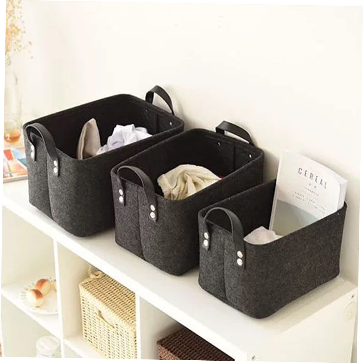 Zerodeko 1pc Shelf Organizer Bins Nursery Toys Felt Storage Bag Cube Organizer Laundry Basket Felt Storage Bin Portable Felt Basket Collapsible Shelves Portable Basket Household Toy Basket