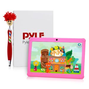 pyle 10.1-inch android tablet w/ 1080p hd display, dual camera, wifi compatibility, quad-core processor,10.1” kids tablet w/stylus pen 1gb ram, 8gb storage, kid-proof cover (pink)