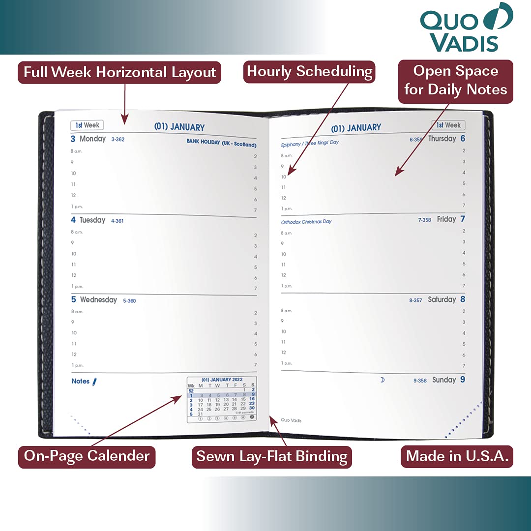 Quo Vadis 2024 Sapa X Weekly Planner 12 Months, Jan. to Dec. 3 1/2 x 5 1/4" - Refill - Productivity Time Mangement Organizer