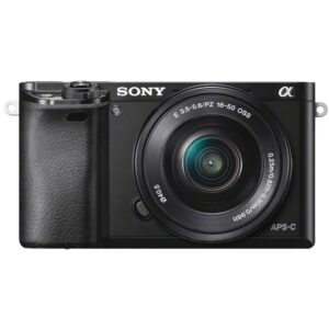 Sony Alpha a6000 Mirrorless Camera with 16-50mm Lens Black with Soft Bag, Additional Battery, 64GB Memory Card, Card Reader, Plus Essential Accessories (Renewed)