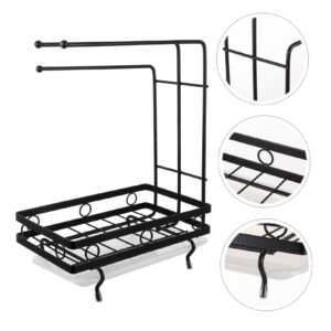 SHOWERORO Kitchen Rag Rack Dish Sink Tray Drainer Rack Kitchen Sink Rack Holder Sink Organizer Basket Sink Storage Rack Sink Scrubber Holder Cutlery Tray Sponge Carbon Steel Baby Tableware