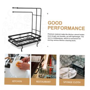 SHOWERORO Kitchen Rag Rack Dish Sink Tray Drainer Rack Kitchen Sink Rack Holder Sink Organizer Basket Sink Storage Rack Sink Scrubber Holder Cutlery Tray Sponge Carbon Steel Baby Tableware