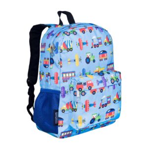 Wildkin Kids 16 Inch Backpack and Umbrella Bundle for On-The-Go Comfort (Trains, Planes & Trucks)