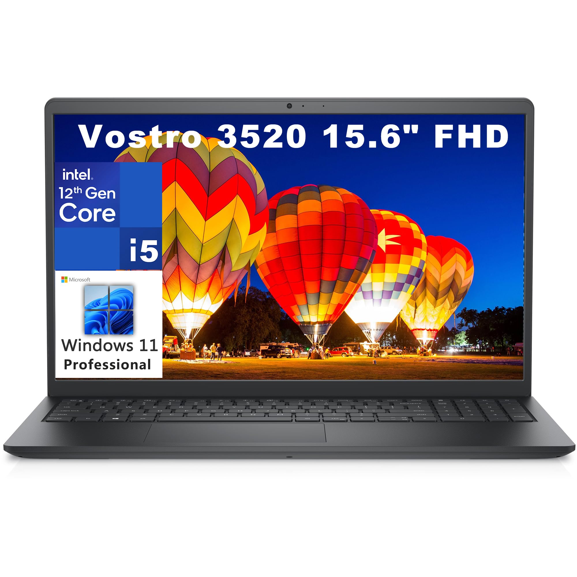 Dell Vostro 3000 Series 3520 15.6" FHD 120Hz Business Laptop Computer, 12th Gen Intel 10-Core i5-1235U (Beat i7-1195G7), 4GB DDR4 RAM, 256GB PCIe SSD, 802.11ac WiFi, Bluetooth, Black, Windows 11 Pro