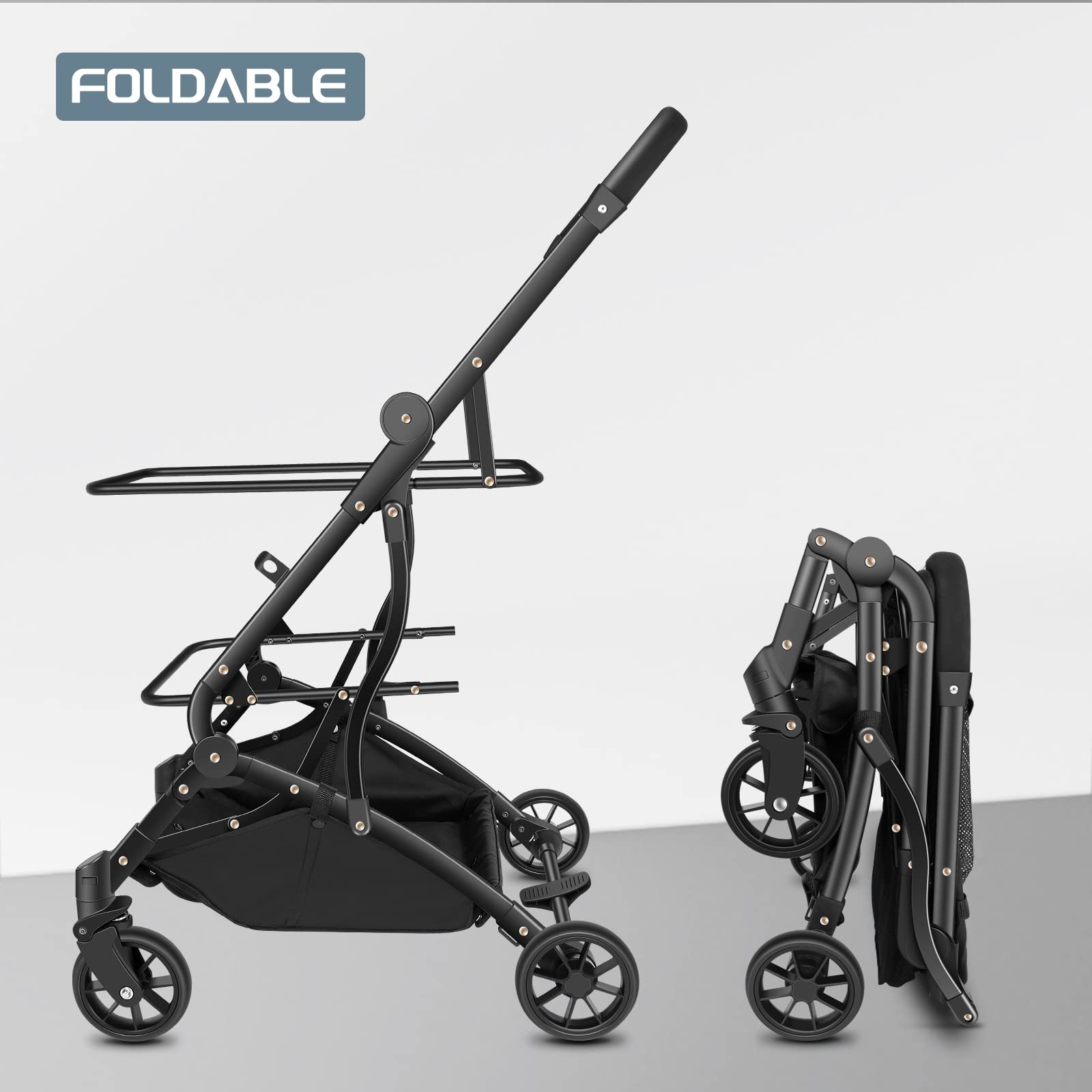 Functional Collapsible carts Shopping Cart Collapsible Utility Trolley Cart Features up 60 lbs Total Weight Capacity, Stylish Detachable Carry Bag, Swivel Tires for Easy Steering