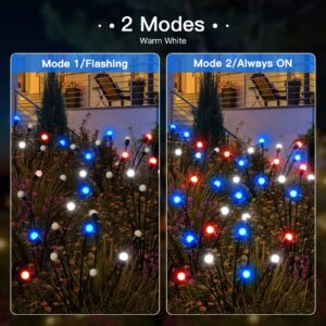 CRILEAL Solar Garden Lights,[2 Pack] Solar Lights Outdoor Waterproof,9LED Swaying Solar Firefly Lights, Garden Decor for Path,Outdoor Yard Christmas Decorations Lights Red+White+Blue