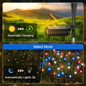 CRILEAL Solar Garden Lights,[2 Pack] Solar Lights Outdoor Waterproof,9LED Swaying Solar Firefly Lights, Garden Decor for Path,Outdoor Yard Christmas Decorations Lights Red+White+Blue