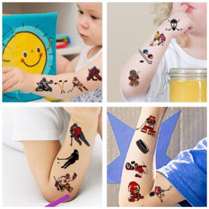 192pcs Ice Hockey Temporary Tattoos Ice Hockey Themed Birthday Party Favors Decorations Supplies for Kids Gifts Classroom School Prizes