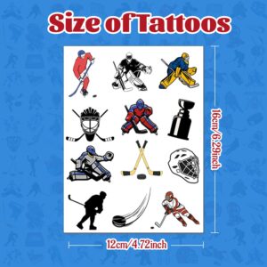 192pcs Ice Hockey Temporary Tattoos Ice Hockey Themed Birthday Party Favors Decorations Supplies for Kids Gifts Classroom School Prizes