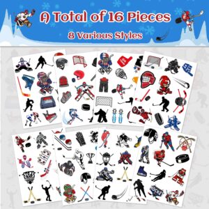 192pcs Ice Hockey Temporary Tattoos Ice Hockey Themed Birthday Party Favors Decorations Supplies for Kids Gifts Classroom School Prizes