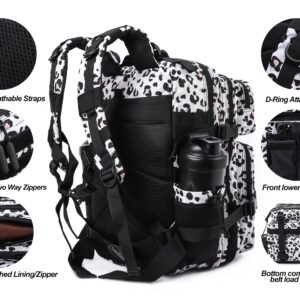 LHI Tactical Military Backpack for Men and Women 25L Army Assault Pack Bag Large Rucksack with Molle System - Leopard