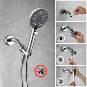 Iopsk High Pressure Shower Head with Handheld 4 Mode With On/Off Switch Hand Held Shower Head With Hose Detachable Hand Held Shower Head Chrome Finish