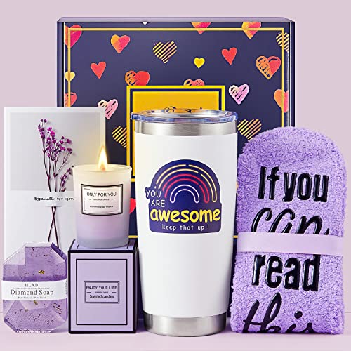 Gifts for Women, Happy Birthday Gifts for Women, Personalized Gifts for Her, Thank You Gifts, Lavender Self Care Gift Basket for Sister Friends Female, Funny Gifts for Women Who Have Everything