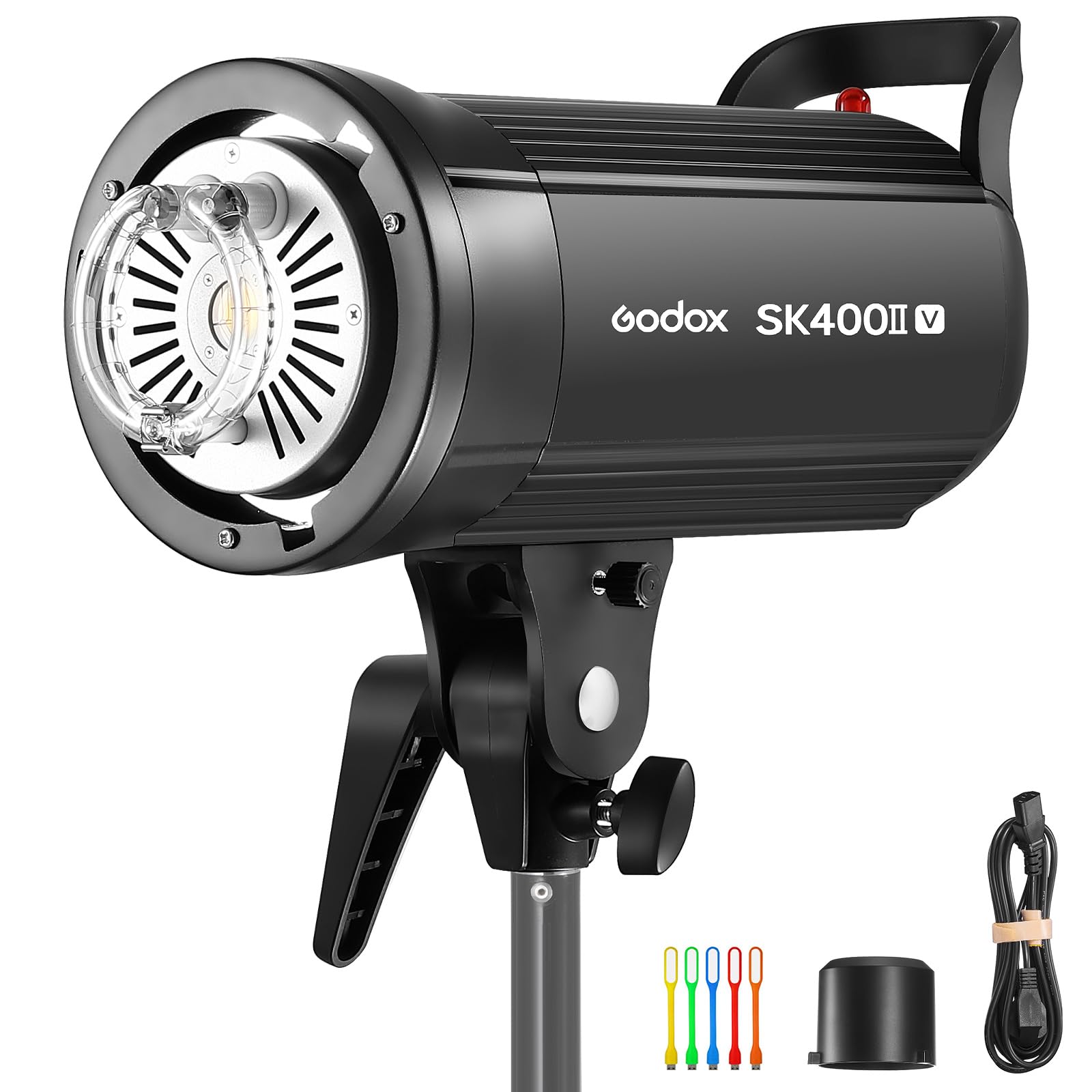 Godox SK400II-V 400Ws Photo Studio Strobe Flash Monolight Light with Bowens Mount & 10W LED Modeling Lamp for Studio, Shooting, Location and Portrait Photography (SK400II Upgraded Version 110 to 120V)