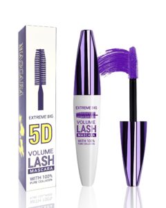 5d purple mascara volume and length -1pcs waterproof smudge-proof color mascara for eyelashes, volumizing curling defining eye lashes, longwear fiber colored mascara for women girl eye makeup