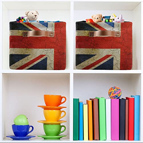 ALAZA Retro Union Jack Flag Foldable Storage Box Storage Basket Organizer Bins with Handles for Shelf Closet Living Room Bedroom Home Office 1 Pack