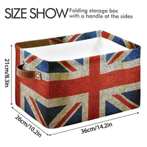 ALAZA Retro Union Jack Flag Foldable Storage Box Storage Basket Organizer Bins with Handles for Shelf Closet Living Room Bedroom Home Office 1 Pack