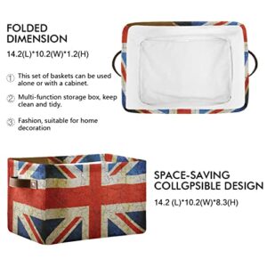 ALAZA Retro Union Jack Flag Foldable Storage Box Storage Basket Organizer Bins with Handles for Shelf Closet Living Room Bedroom Home Office 1 Pack