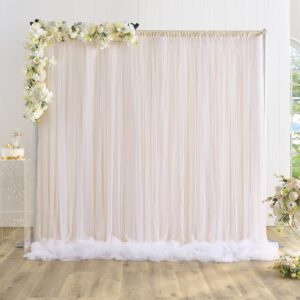 Wrinkle Free Champagne Tulle Backdrop Curtains for Baby Shower Party Wedding Photo Drape Backdrop for Photography Props Engagement Bridal Shower 10 ft X 10 ft