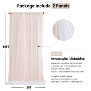 Wrinkle Free Champagne Tulle Backdrop Curtains for Baby Shower Party Wedding Photo Drape Backdrop for Photography Props Engagement Bridal Shower 10 ft X 10 ft