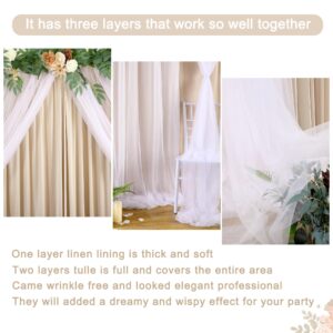 Wrinkle Free Champagne Tulle Backdrop Curtains for Baby Shower Party Wedding Photo Drape Backdrop for Photography Props Engagement Bridal Shower 10 ft X 10 ft