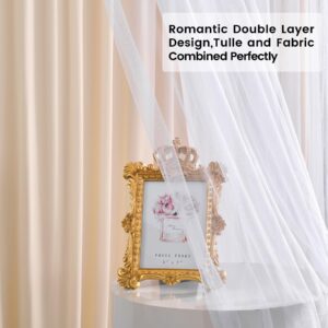 Wrinkle Free Champagne Tulle Backdrop Curtains for Baby Shower Party Wedding Photo Drape Backdrop for Photography Props Engagement Bridal Shower 10 ft X 10 ft