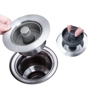 bqrih kitchen sink stopper strainer,3 in 1 pop up sink strainer anti-clogging sink strainers for kitchen sink stopper for us standard 3-1/2 inch drain sink,stainless steel anti-odor sink accessories