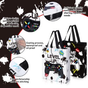 Sweetude 30 Pcs Video Game Gift Bag with Handle Game Party Supplies Reusable Gaming Non Goody Bag for Girl Boy, 2 Styles(Black, White)