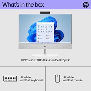 HP Pavilion 24-ca2070Bundle AiO PC, Windows 11 Home, 23.8", Touch Screen, Intel Core i5, 16GB RAM, 512GB SSD, FHD, Snowflake White, Natural Silver Stand