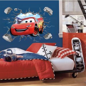 Cars McQueen Wall Stickers for Kids Boys Bedroom Cartoon Self Adhesive PVC Decorative Game Poster Decals